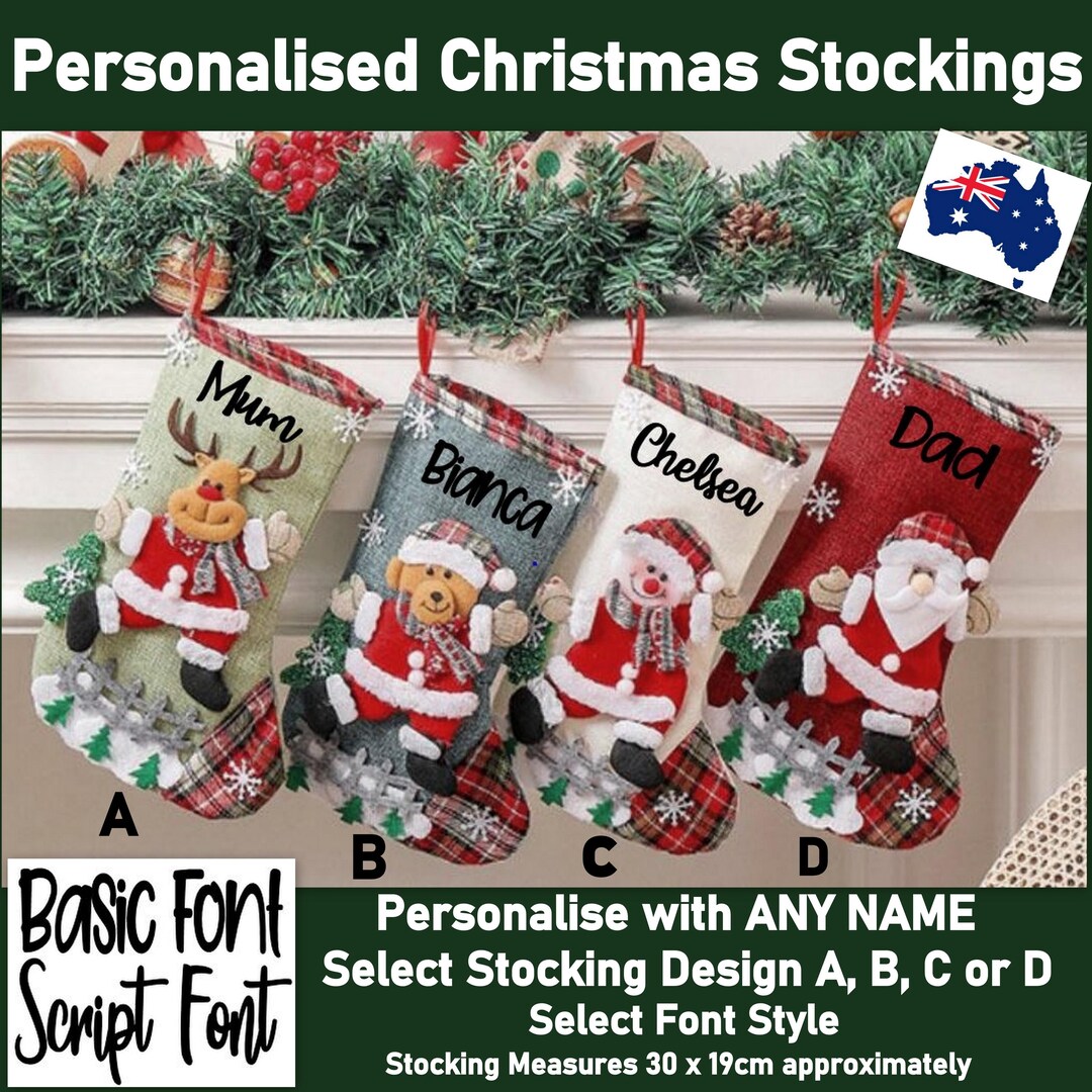 Personalised Christmas Stocking Sack Santa First Xmas Bag Name 1st ...