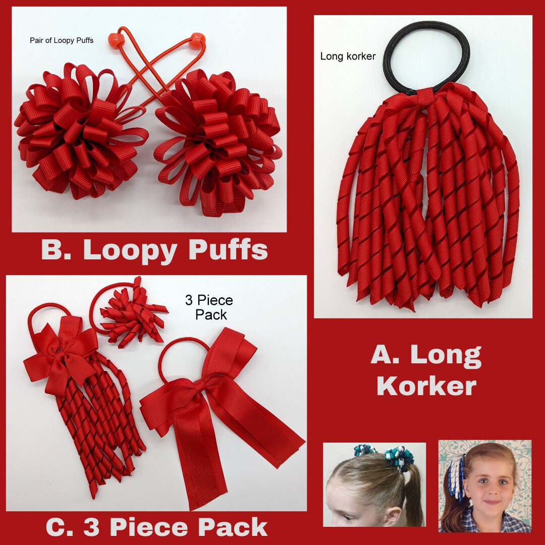 Red School Hair Accessories Korker Pack Bow Elastic Korkers | Etsy