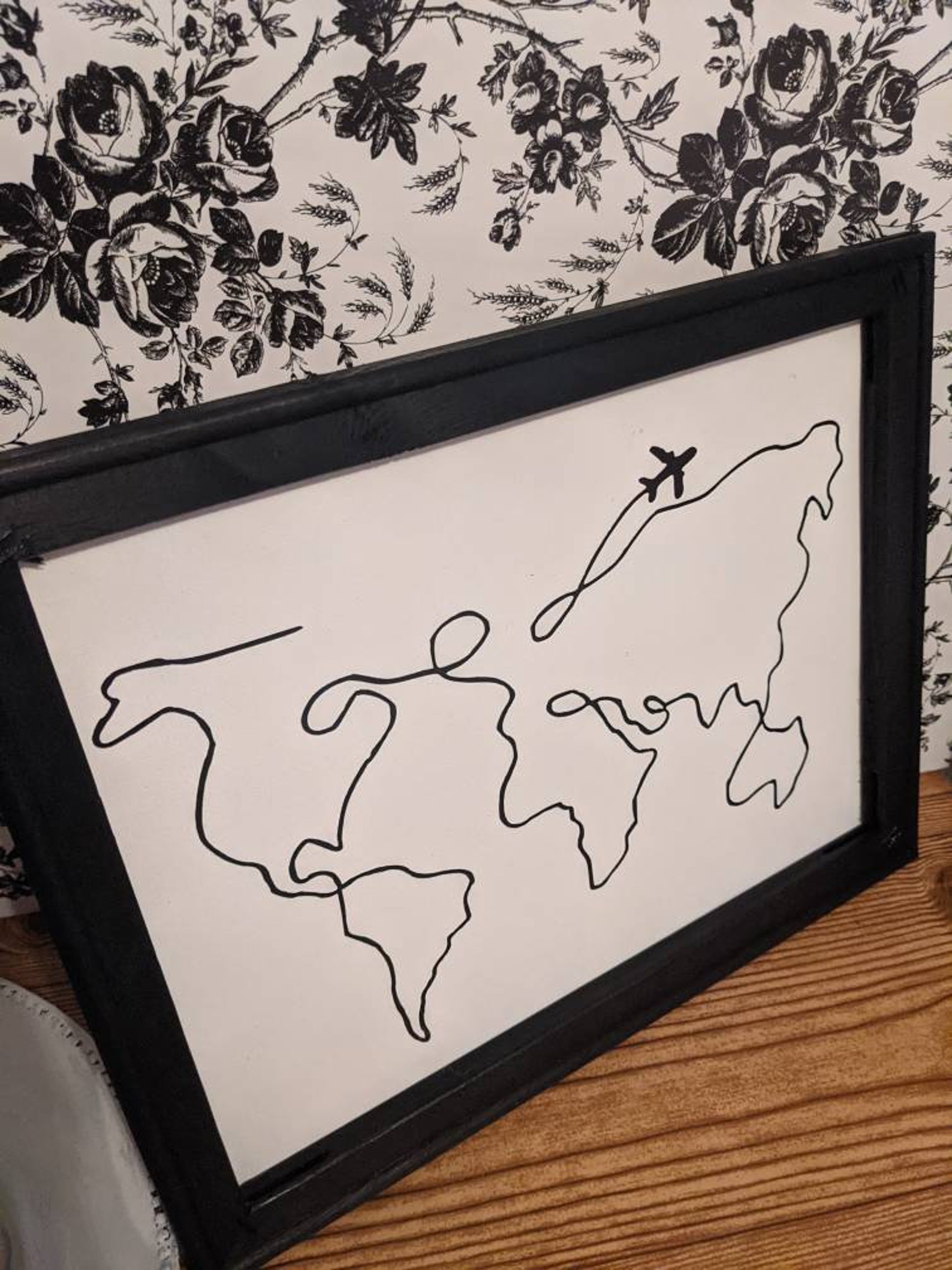 World Map Airplane Line Art Map of the World Gift for Any - Etsy