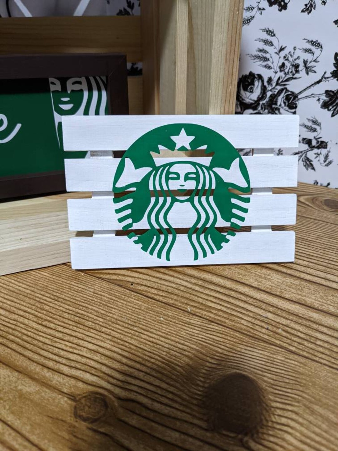 Starbucks Pallet Style Sign, Wood Coffee Lover Decor, Coffee Bar Tiered ...