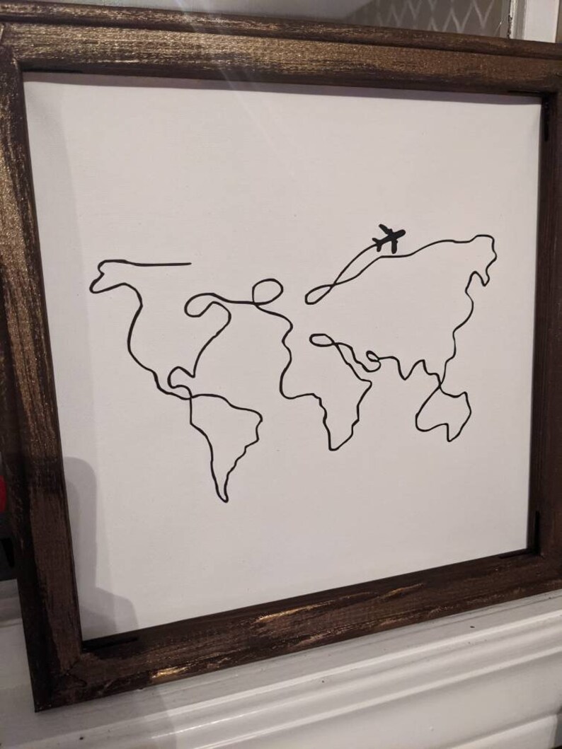 World Map Airplane Line Art Map of the World Gift for Any - Etsy