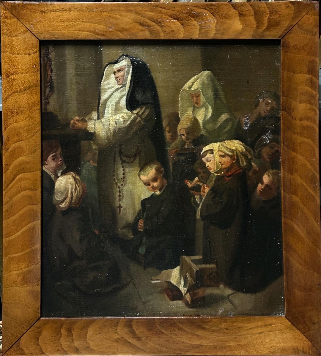 Prayer Portraits Religious, Original Antique Oil Painting, Fine Art ...