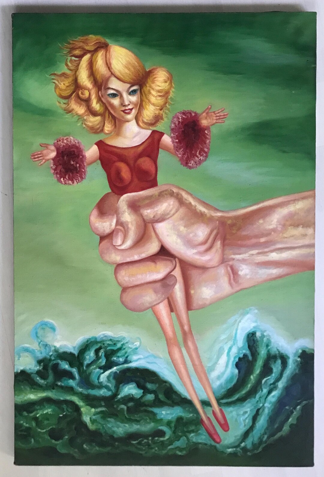 Large Original Oil Painting, Barbie Girl Portrait, Signed Framed Canvas ...