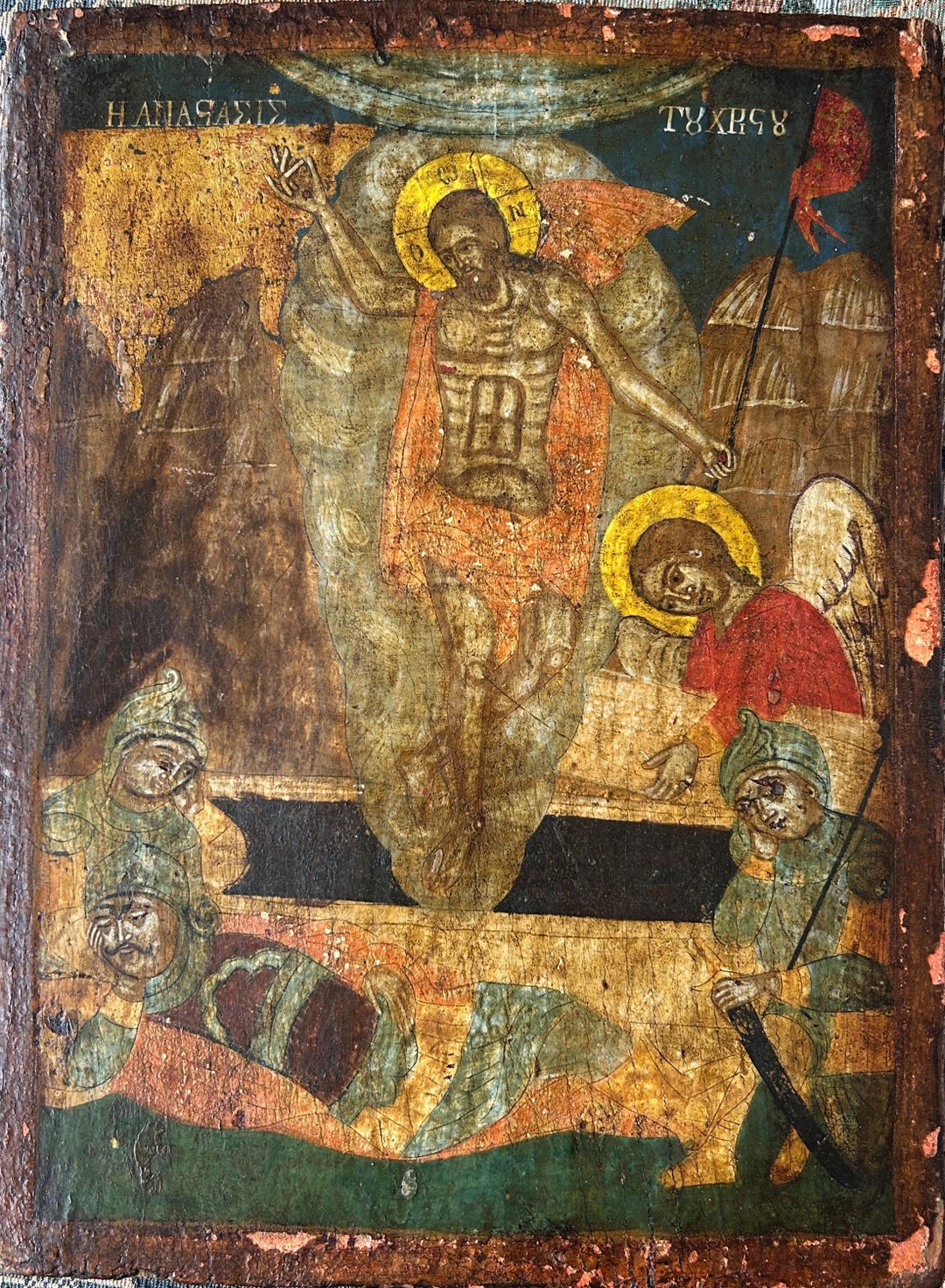 Antique Greek Icon, Resurrection of Christ, 17th Century Tempera ...