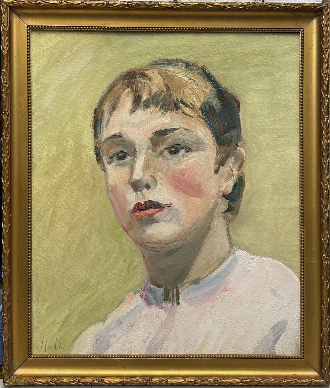 Female Portrait Original Antique Oil Painting 1940’s Beauty Girl ...