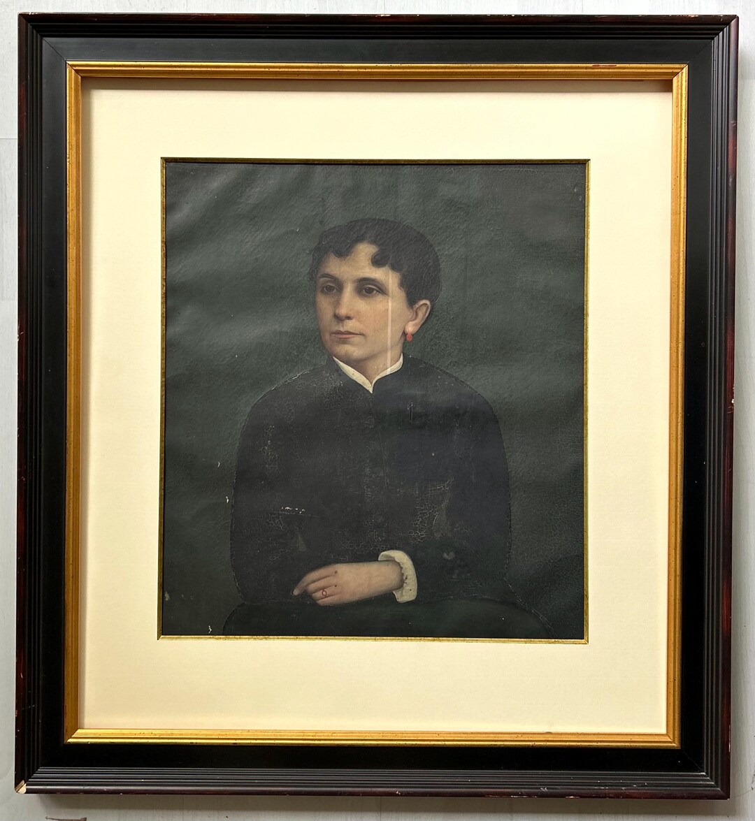 Female Portrait Original Antique Oil Painting, 1870-90 Portrait ...