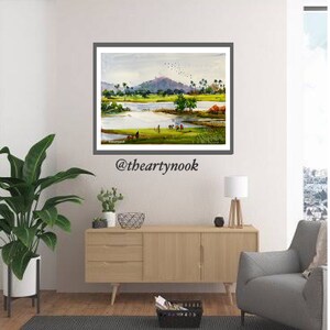Indian Countryside/ Riverside Landscape Original Watercolor Painting ...