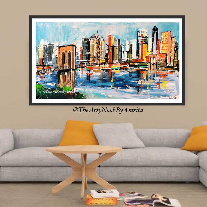 New York City Abstract Painting/ Large NYC Modern Wall Art Decor ...