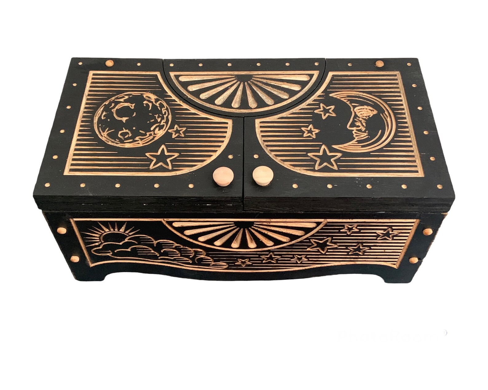 Moon & Stars Lunar Engraved Wood Jewelry Valet Box With - Etsy