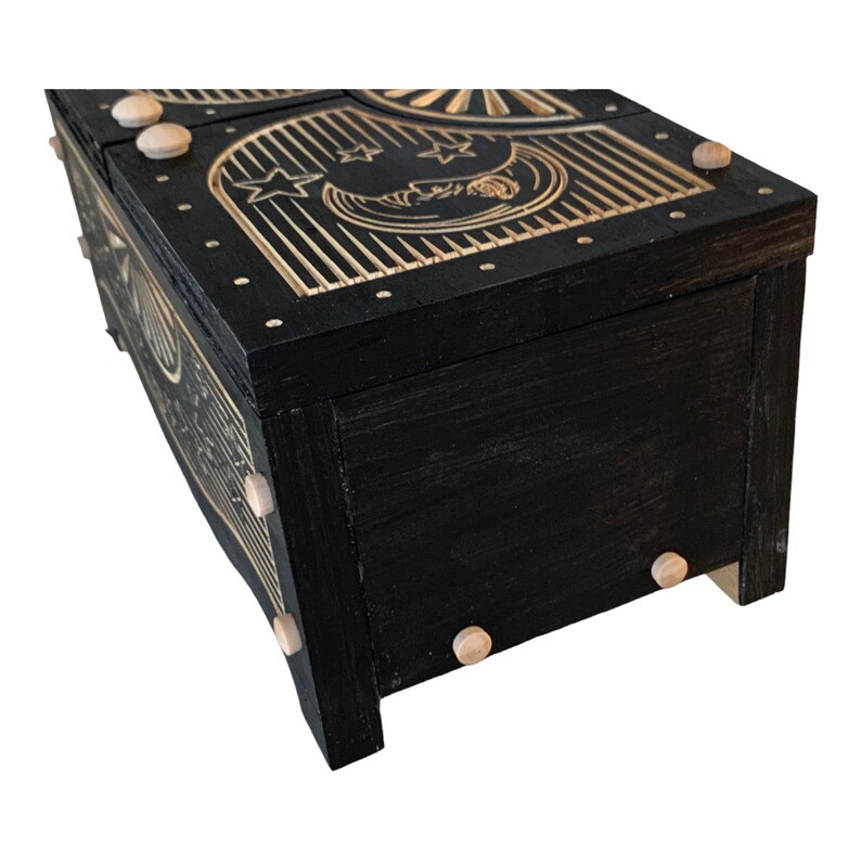 Moon & Stars Lunar Engraved Wood Jewelry Valet Box With - Etsy