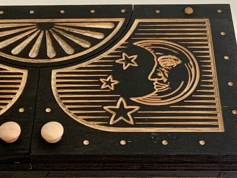 Moon & Stars Lunar Engraved Wood Jewelry Valet Box With - Etsy