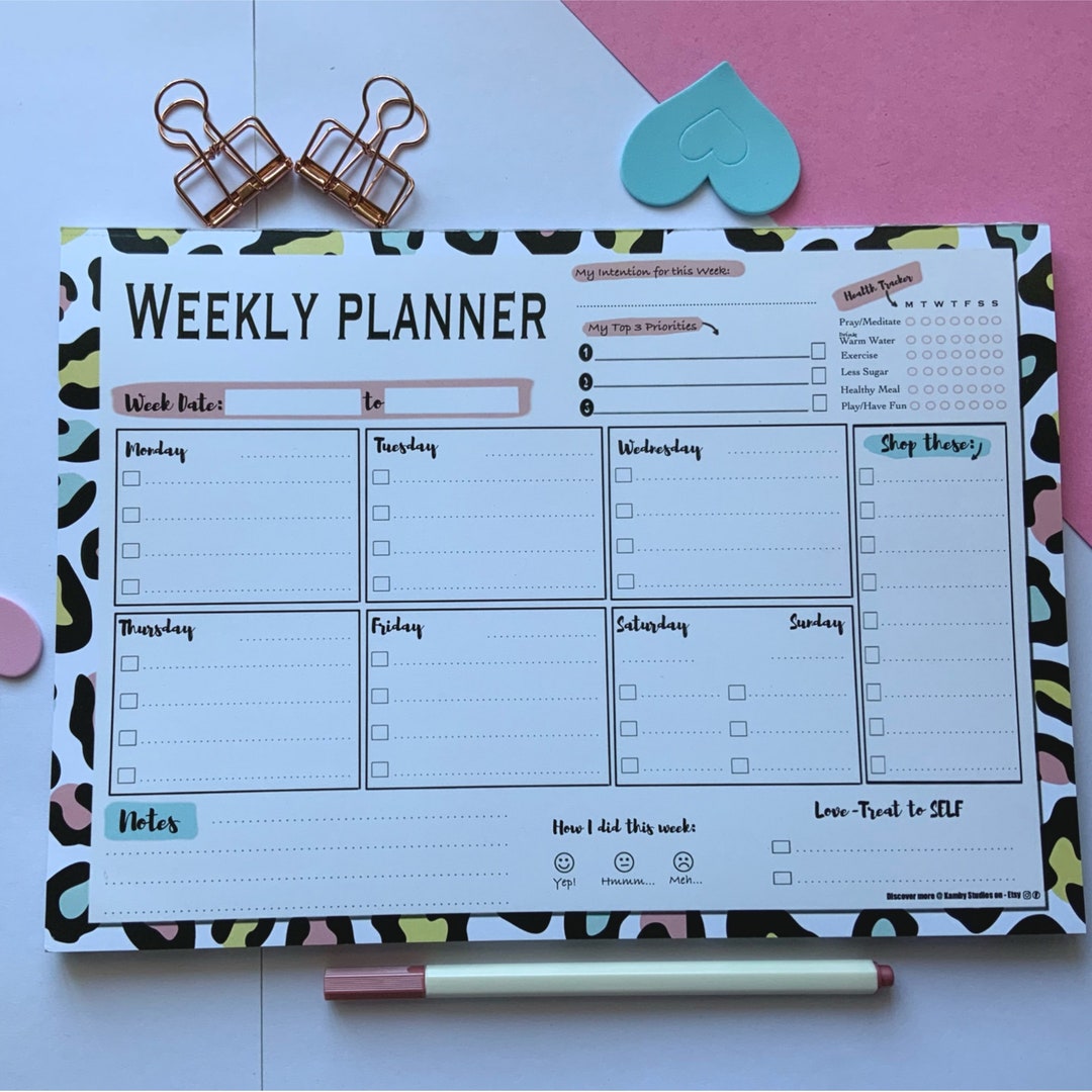 Leopard Print Weekly Desk Planner | A4, 50 Pages - Etsy