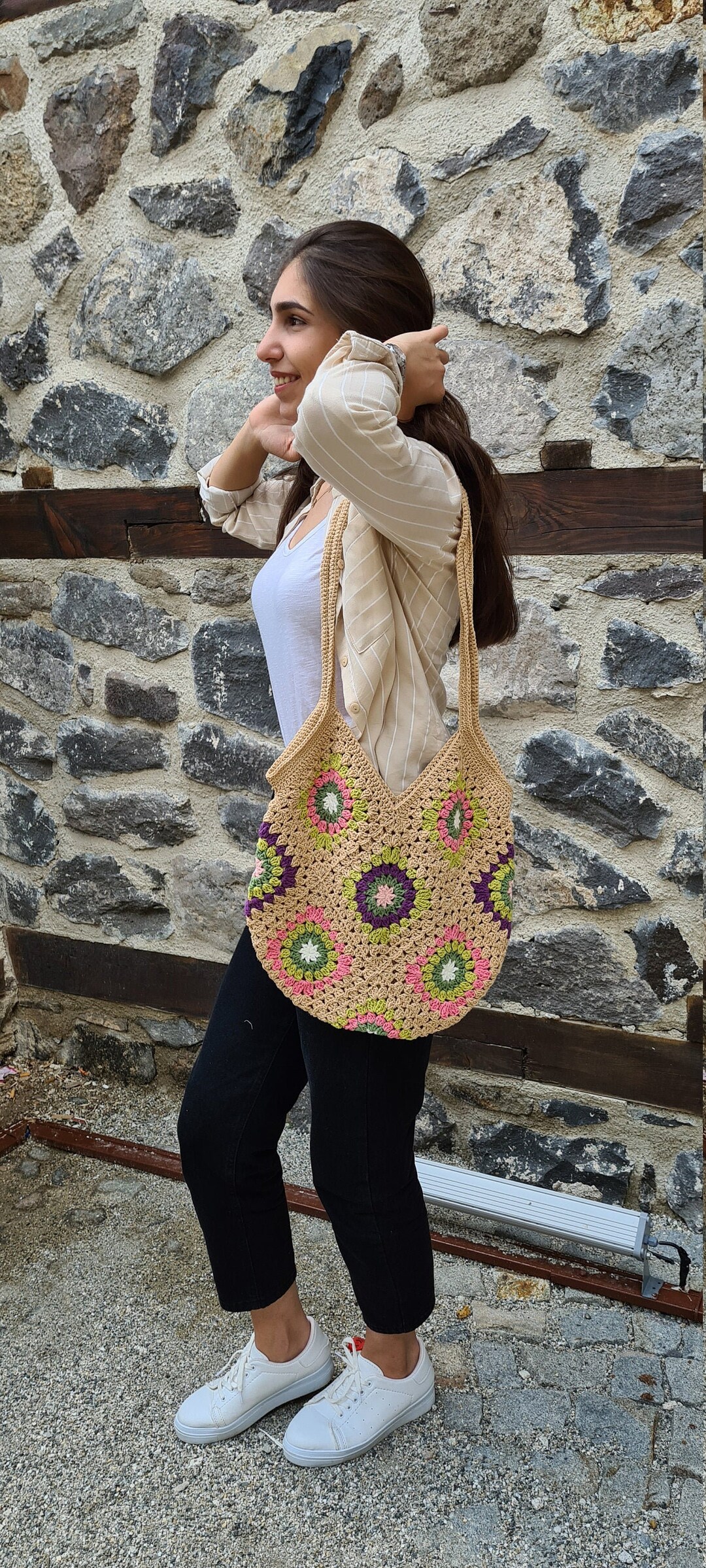 Ready to Ship Afghan Crochet Bag, Brown Granny Square Toto Bag ...