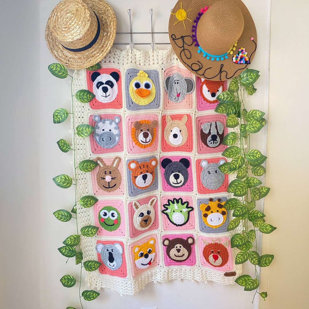 Knitted Newborn Blanket, Crochet Baby Animal Blanket, Knit Animal ...