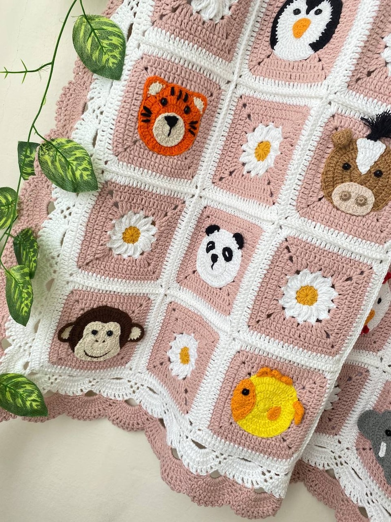 Pink Knitted Animal Newborn Blanket, Knitted Baby Animal Blanket, Knit ...