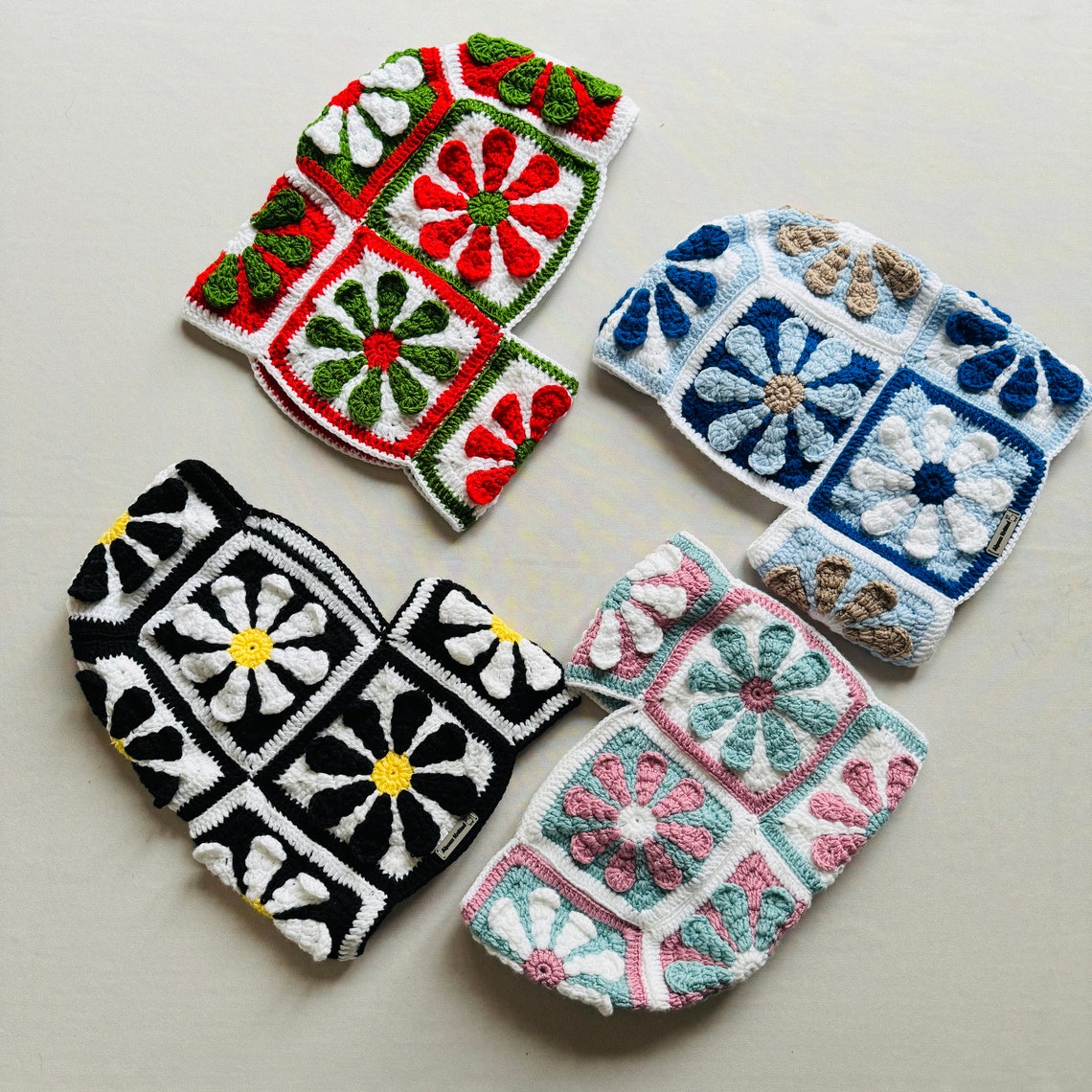 Crochet Daisy Balaclava, 16 Different Colors Knit Balaclava, Crochet ...