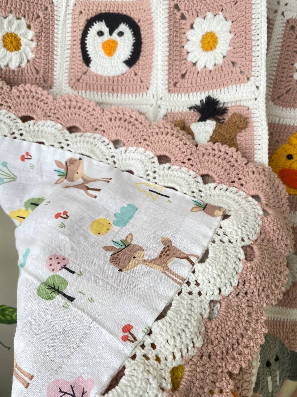 Pink Knitted Animal Newborn Blanket, Knitted Baby Animal Blanket, Knit ...
