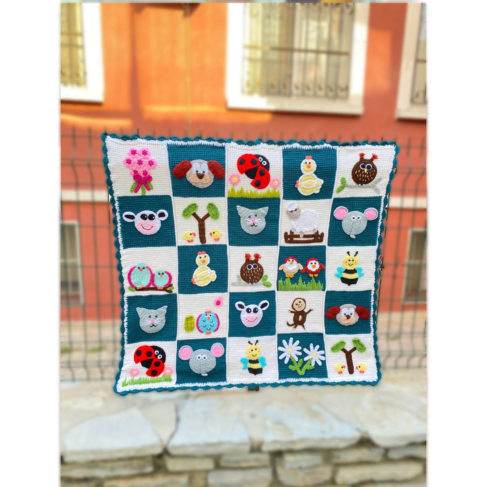 Crochet Animal Baby Blanket, Knit Safari Zoo Animals, Colorful Knit ...