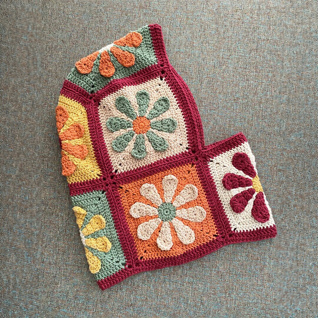 Colorful Daisy Knit Balaclava, Crochet Winter Balaclava, Knitted Ski ...