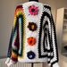 Crochet Flowers Patchwork Jacket, Daisy Afghan Cardigan, Knitted ...