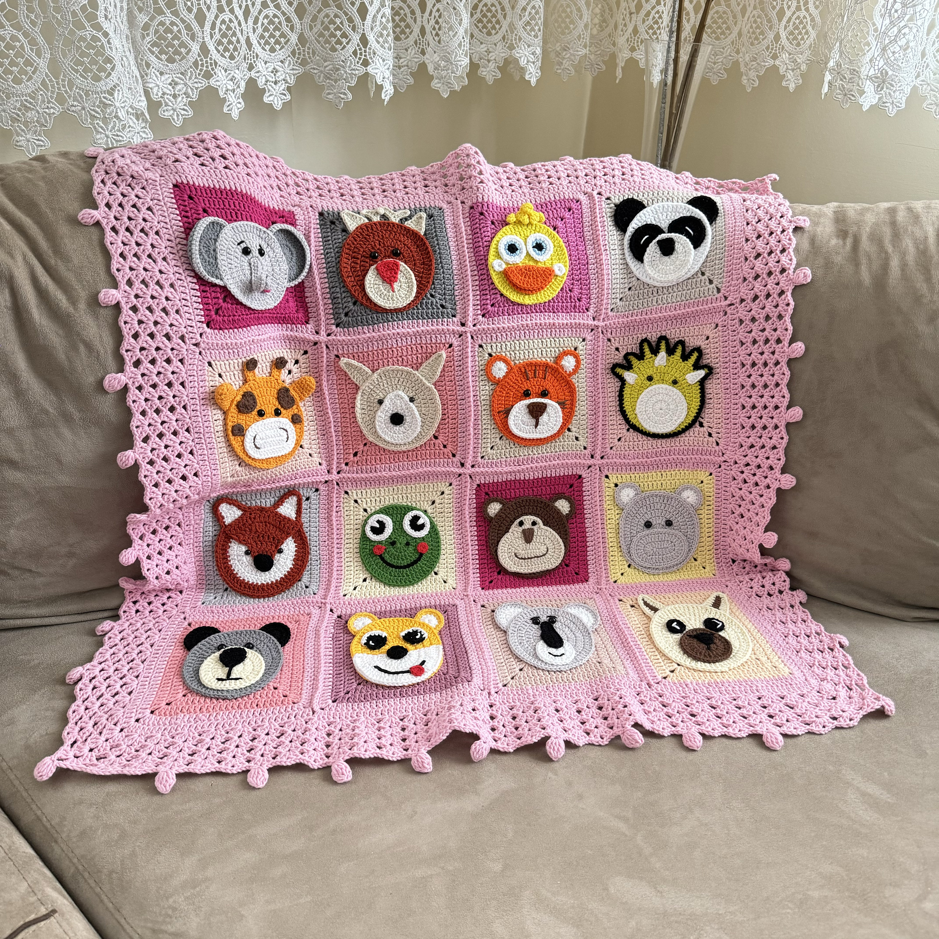 Pink Knitted Newborn Blanket, Crochet Baby Animal Blanket, Knit Animal ...