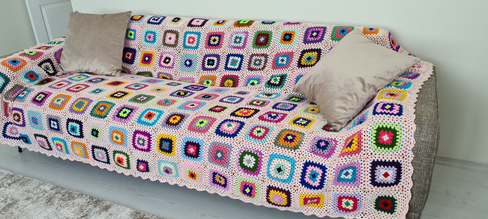 Crochet Afghan Bedspread Large Crochet Blanketthrow Knitted | Etsy