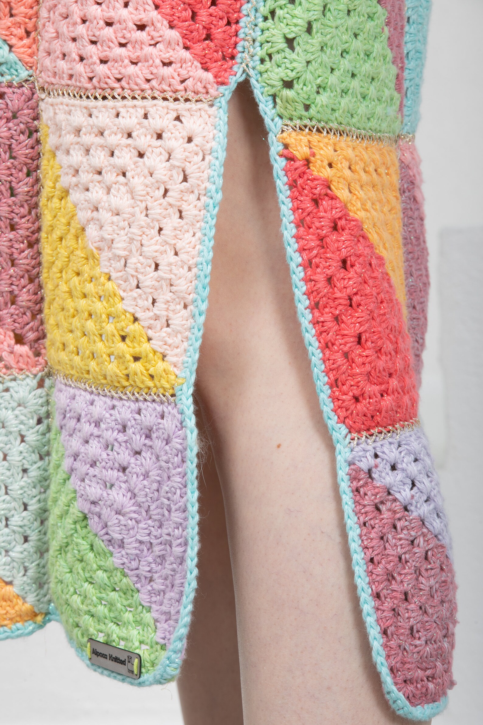 Colorful Patchwork Long Woman Dress, Knitted Tank Dress Crochet ...