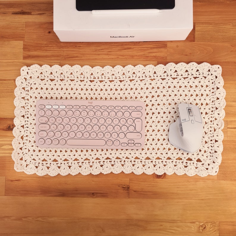 Crochet Keyboard Pad, Knitted Keyboard Pad, Mouse Pad, Rectangle ...