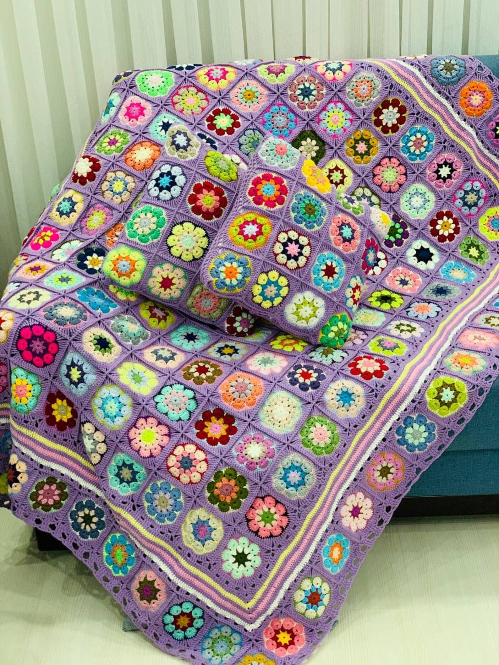 Crochet Afghan Bedspread Throw Daisy Knitted Sofa Blanket - Etsy