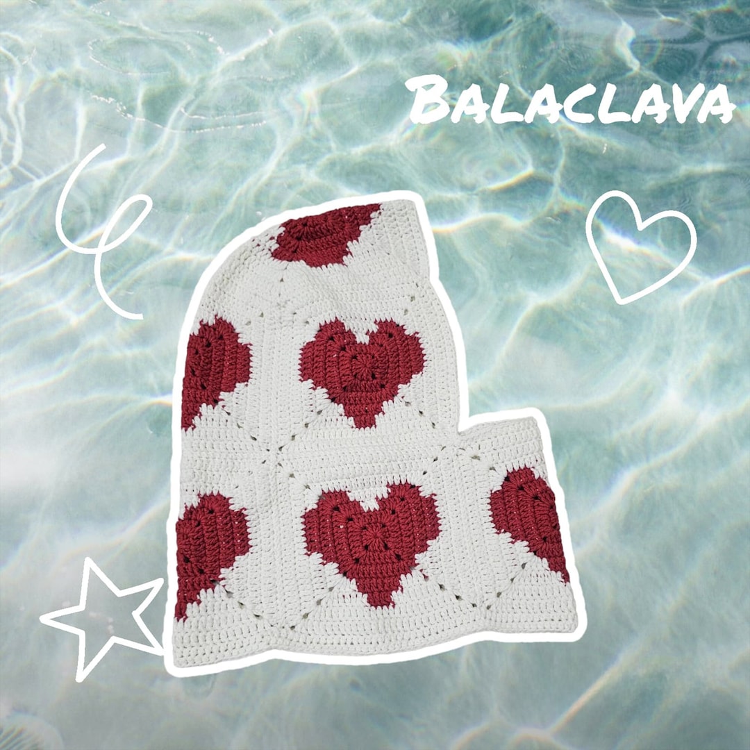 Crochet Heart Balaclava, Knitted Balaclava for Women, Unisex Balaclava ...
