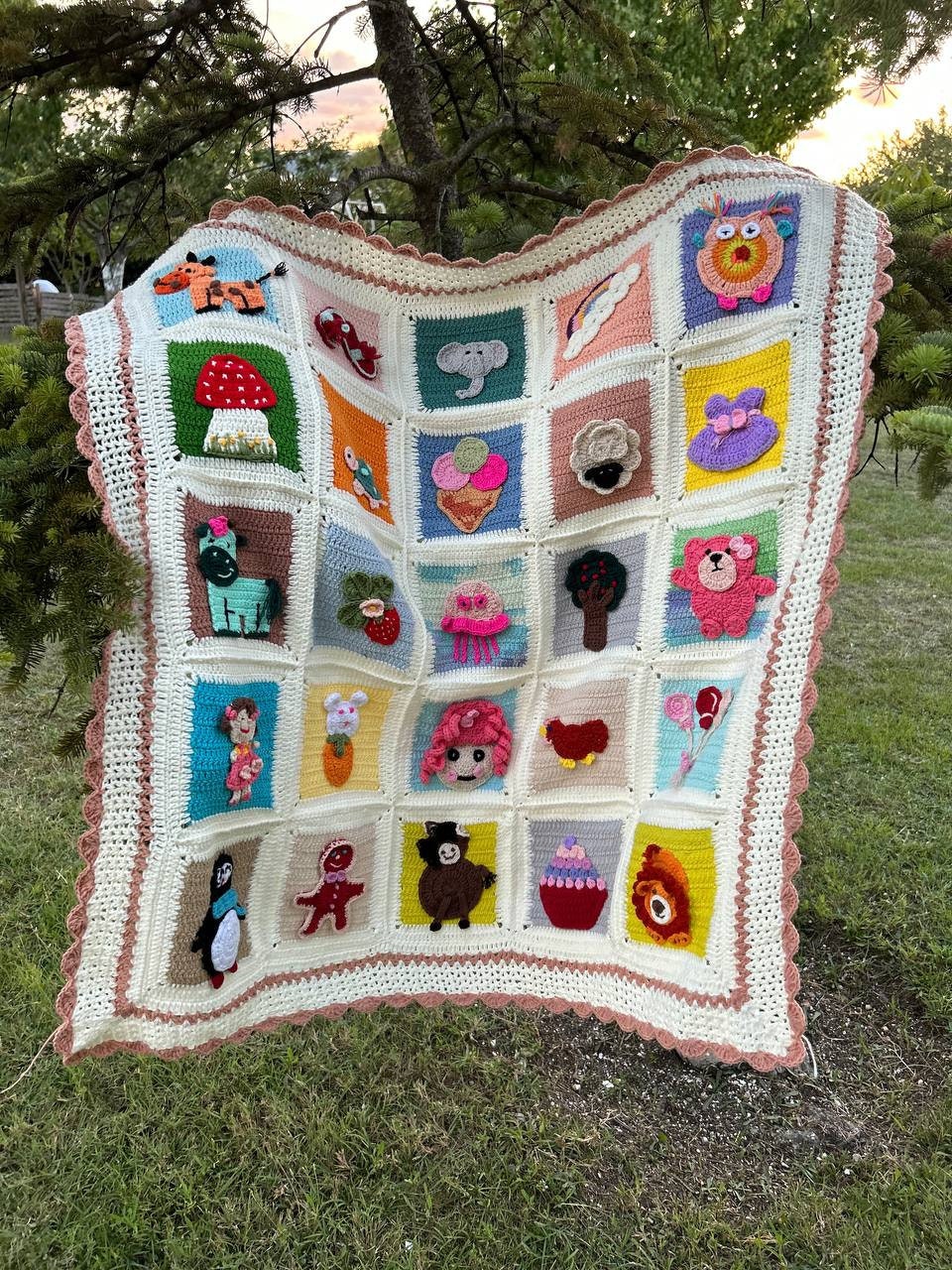 Crochet Baby Blanket, Knit Animals Blanket, Colorful Knit Baby Blanket ...