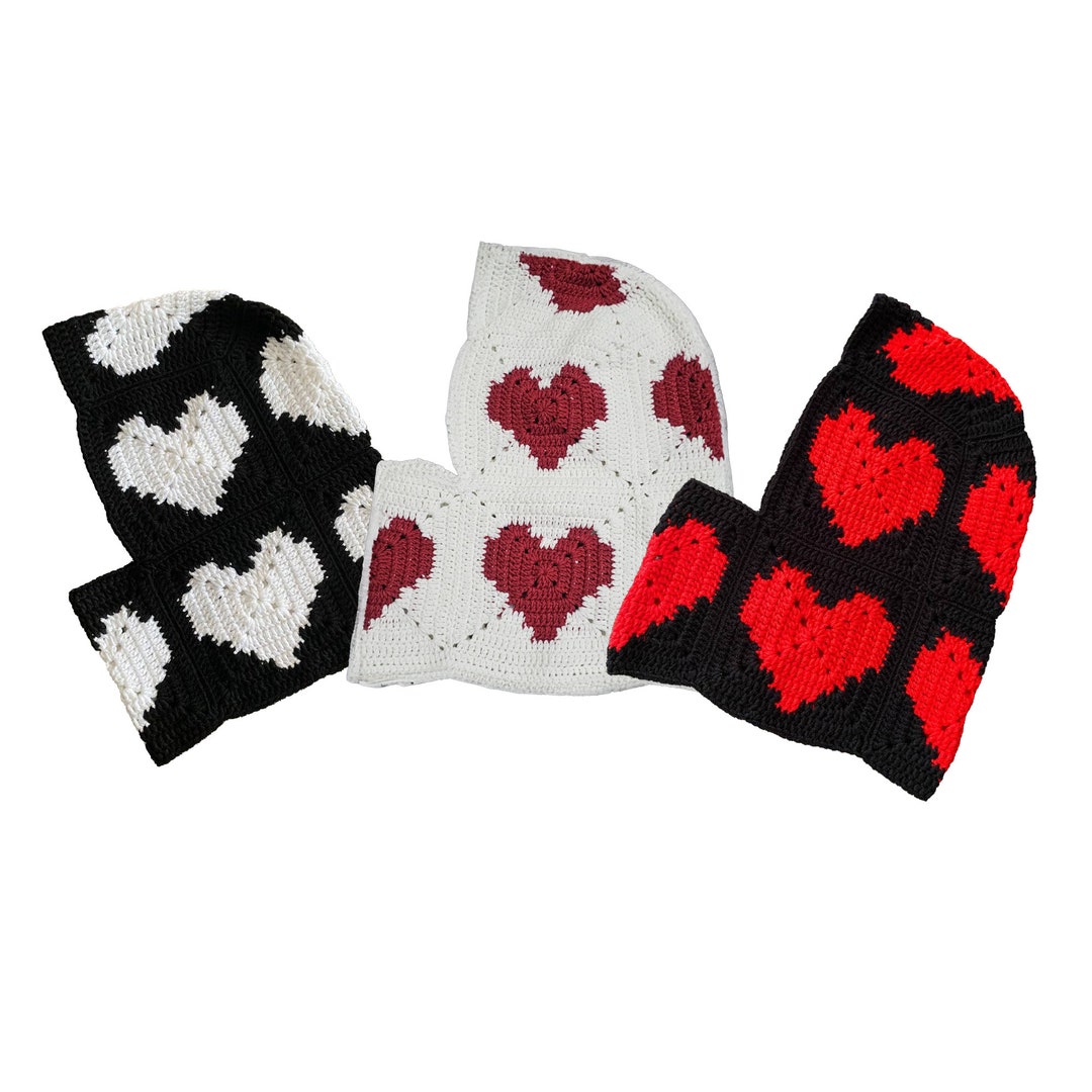 Knitted Heart Love Balaclava, Crochet Love Balaclava for Women, Unisex ...
