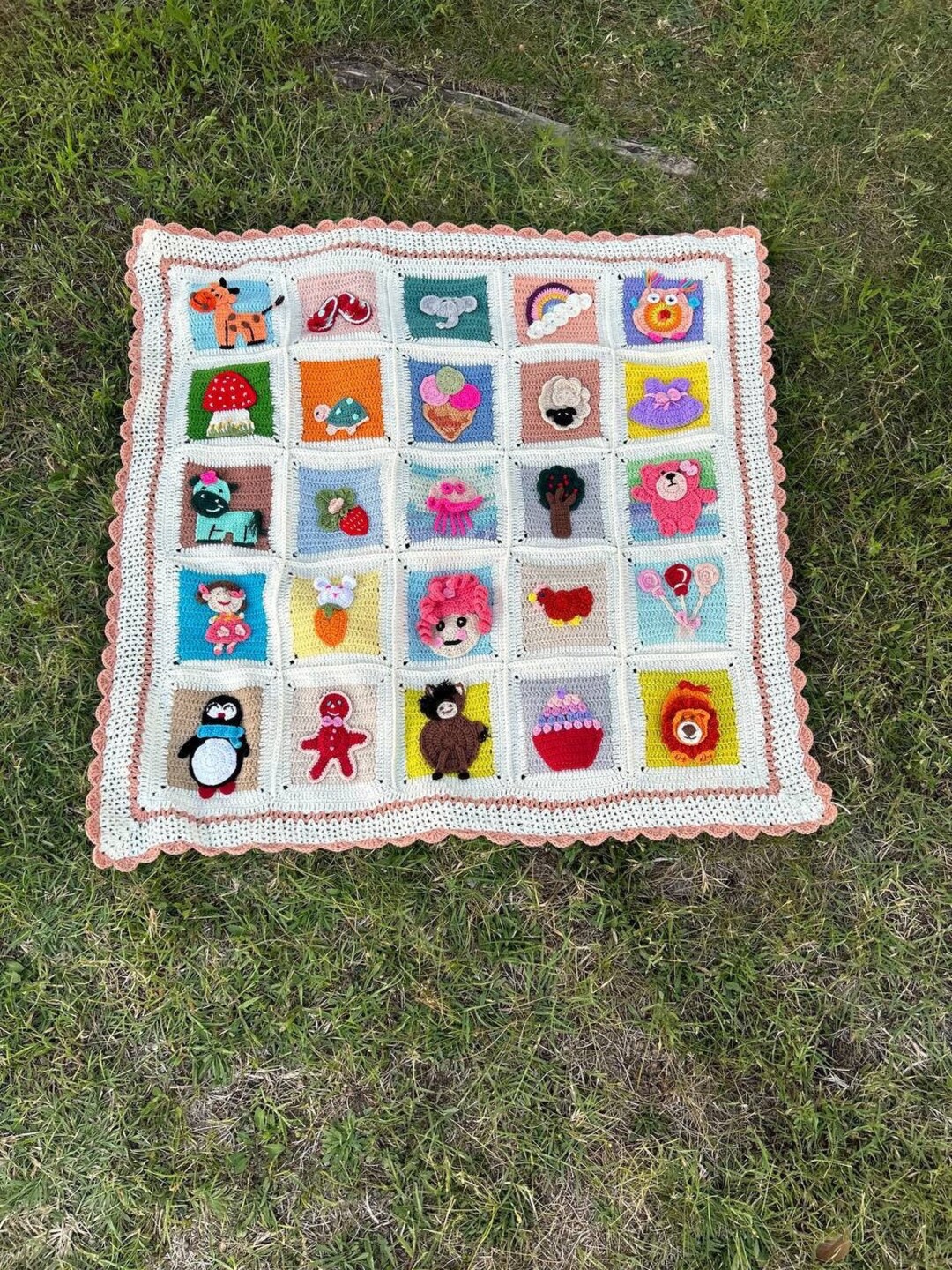 Crochet Baby Blanket, Knit Animals Blanket, Colorful Knit Baby Blanket ...