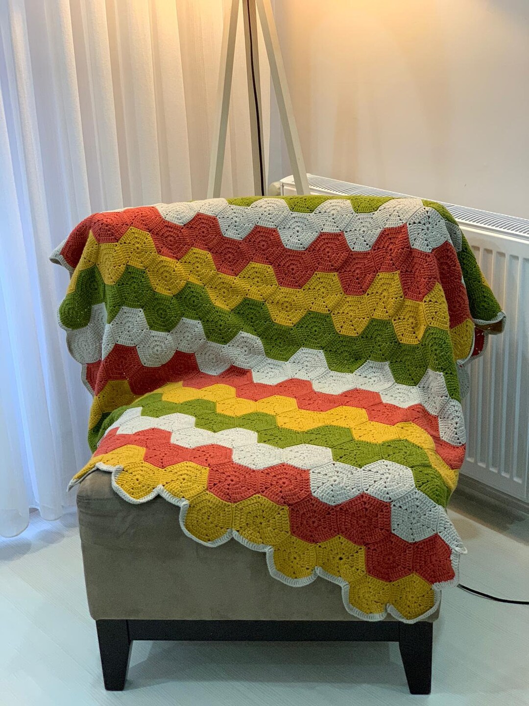 Chevron Blanket, Chevron Afghan, Crochet Blanket, Chevron Bedding ...