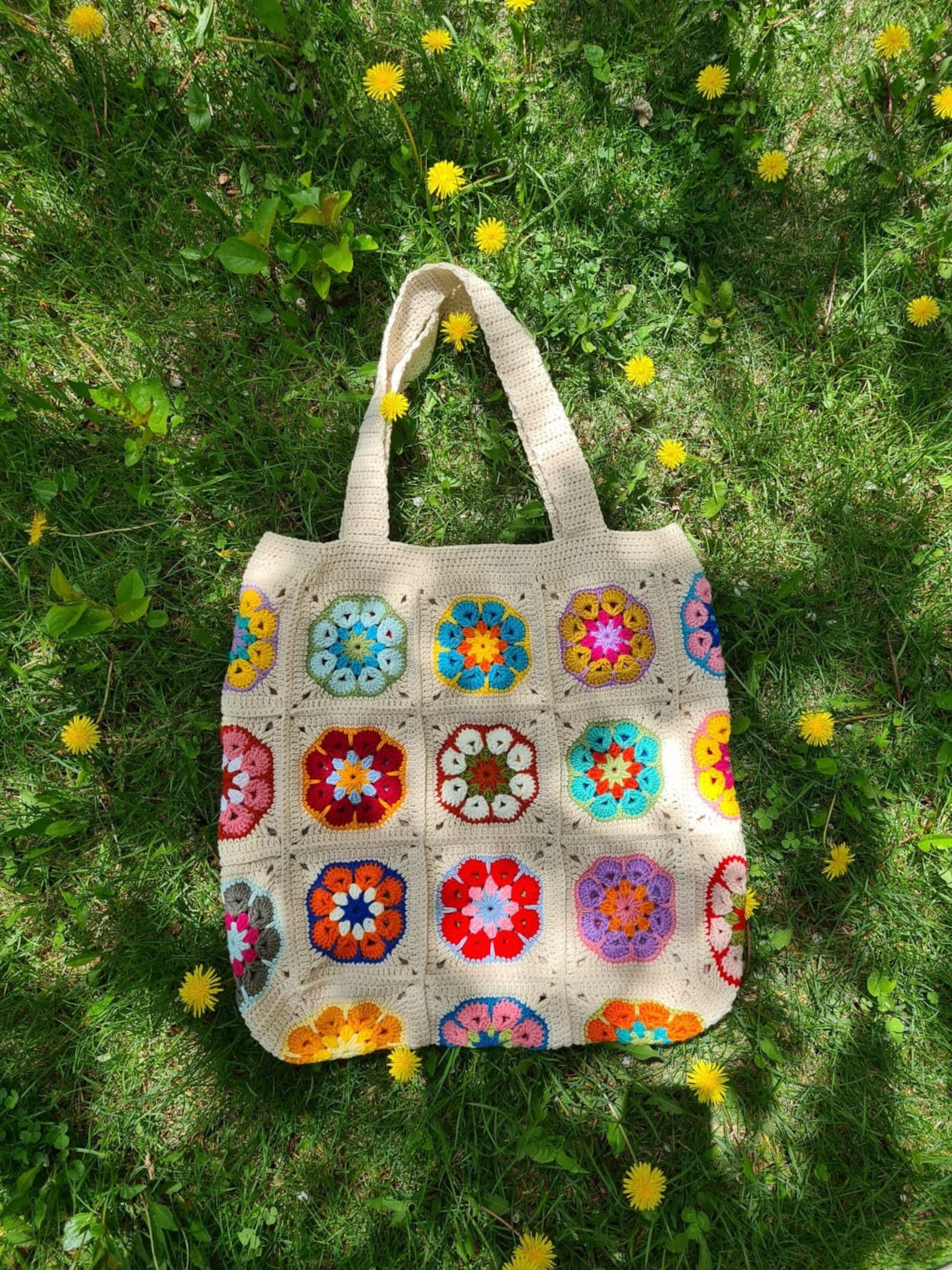 Crochet Daisy Bag, Granny Square Bag, Crochet Afghan Bag, Boho Bag ...