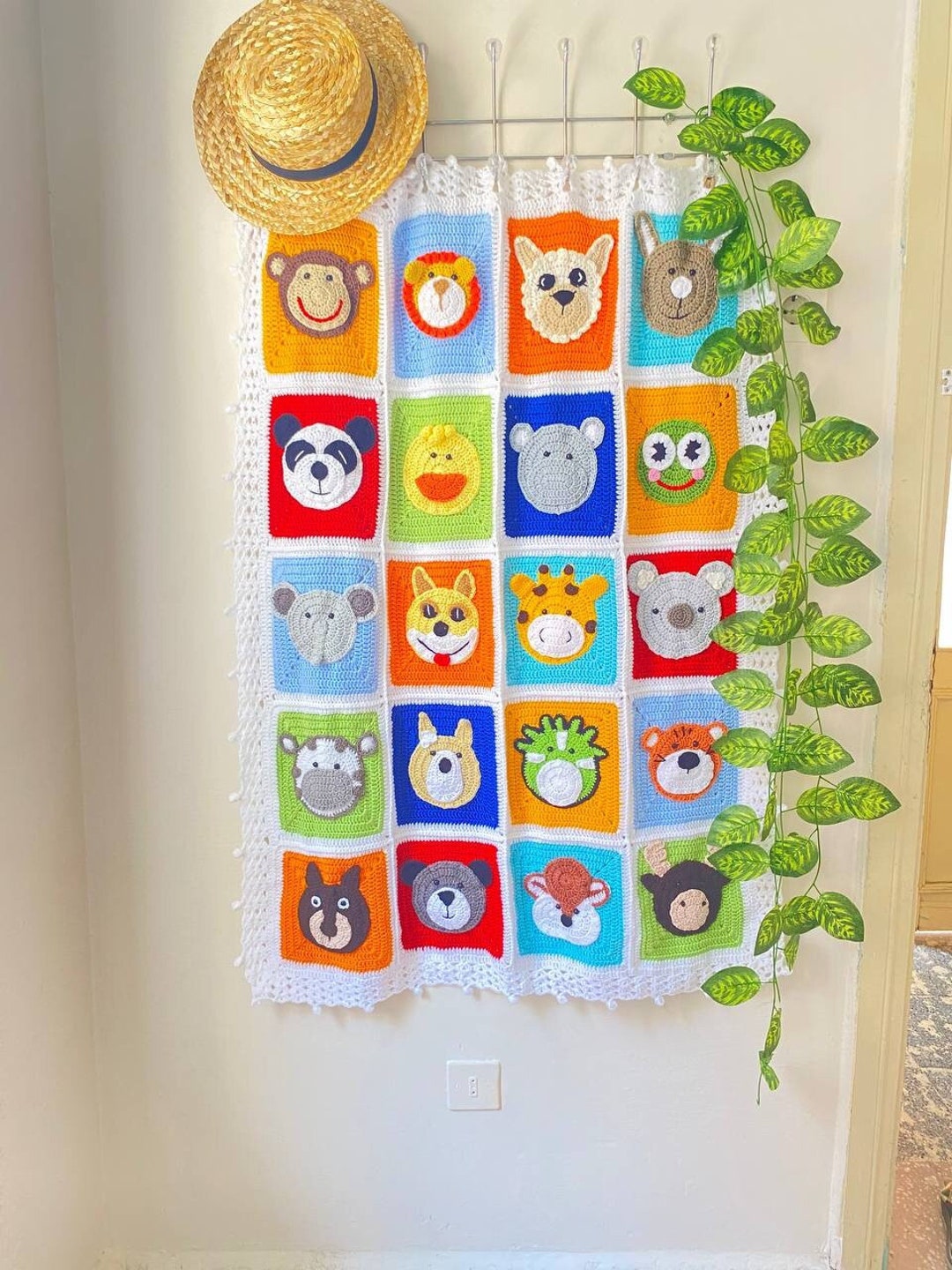 Crochet Animal Baby Blanket, Knit Animal Newborn Blanket, Colorful Knit ...