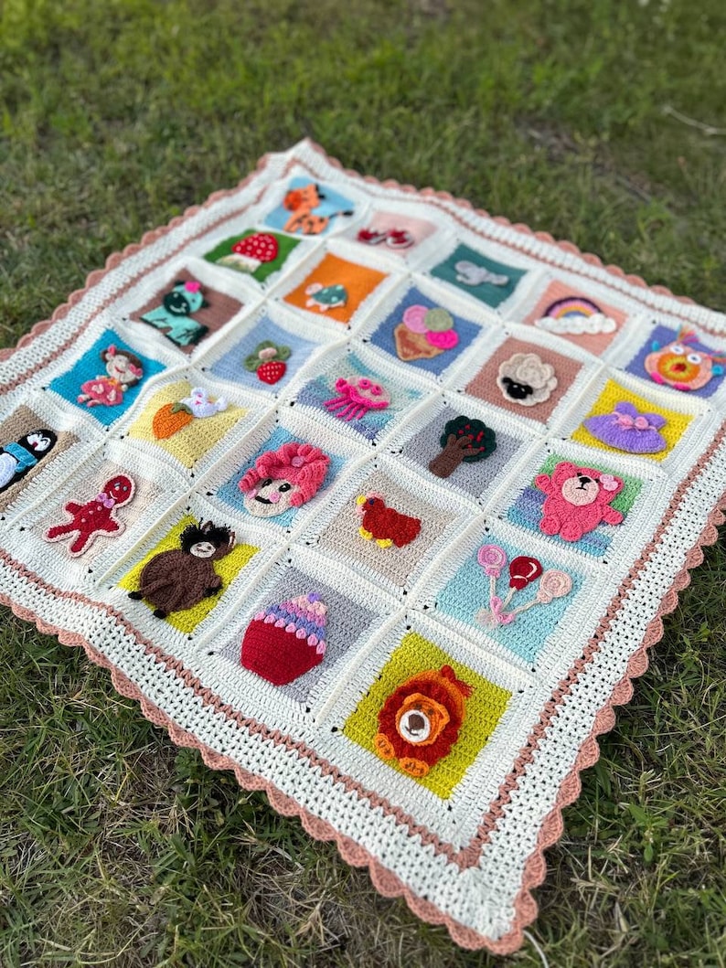 Crochet Baby Blanket, Knit Animals Blanket, Colorful Knit Baby Blanket ...