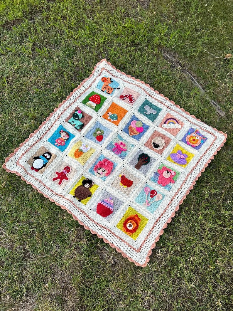Crochet Baby Blanket, Knit Animals Blanket, Colorful Knit Baby Blanket ...