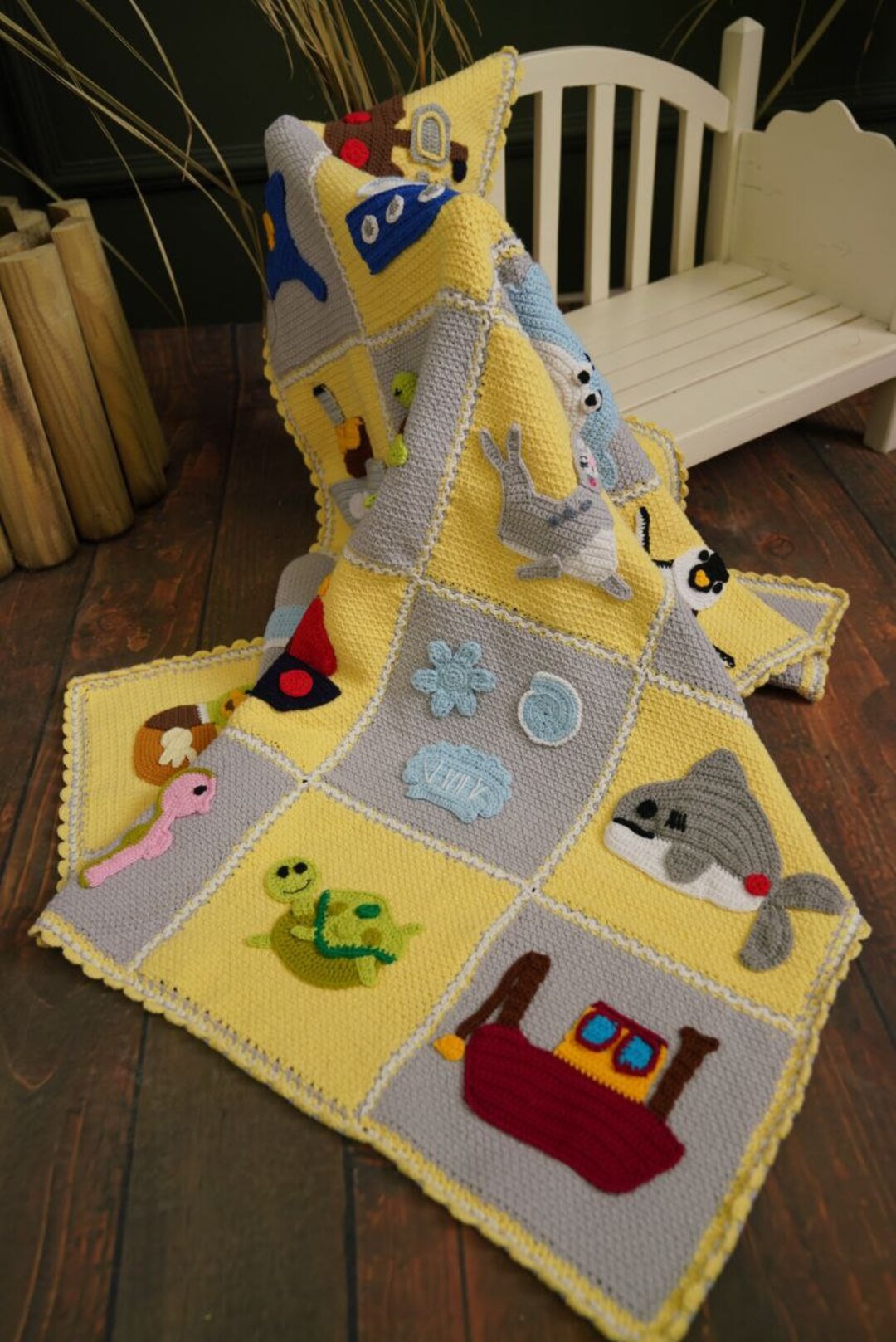 Crochet Animal Baby Blanket, Knit Animals Motif Blanker, Colorful Knit ...