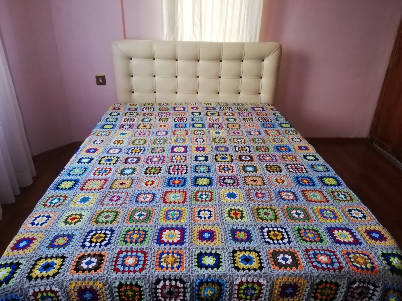 Crochet Afghan Bedspread Large Crochet Blanketthrow Knitted | Etsy