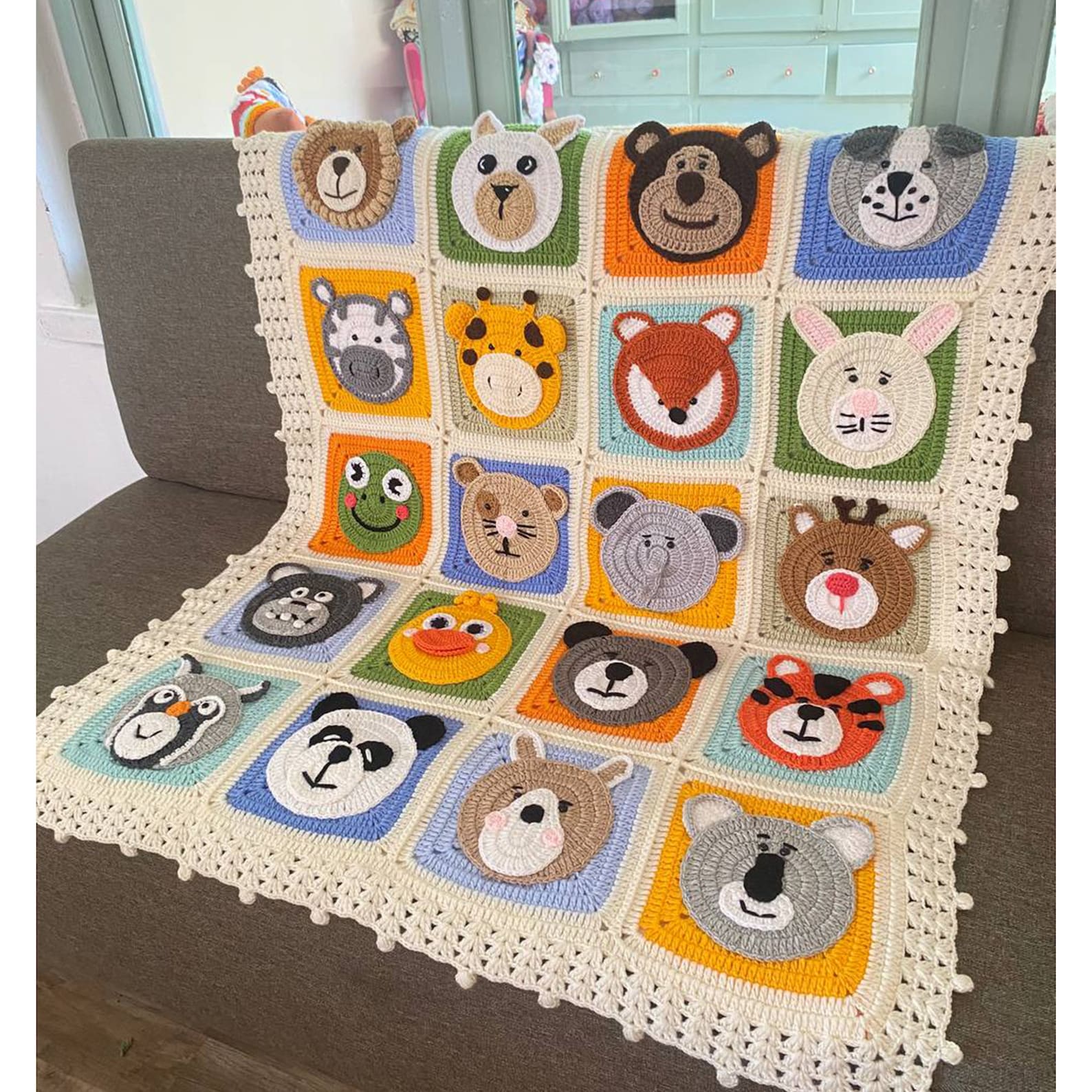 Crochet Baby Blanket, Knit Bear Blanket, Animal Newborn Blanket ...