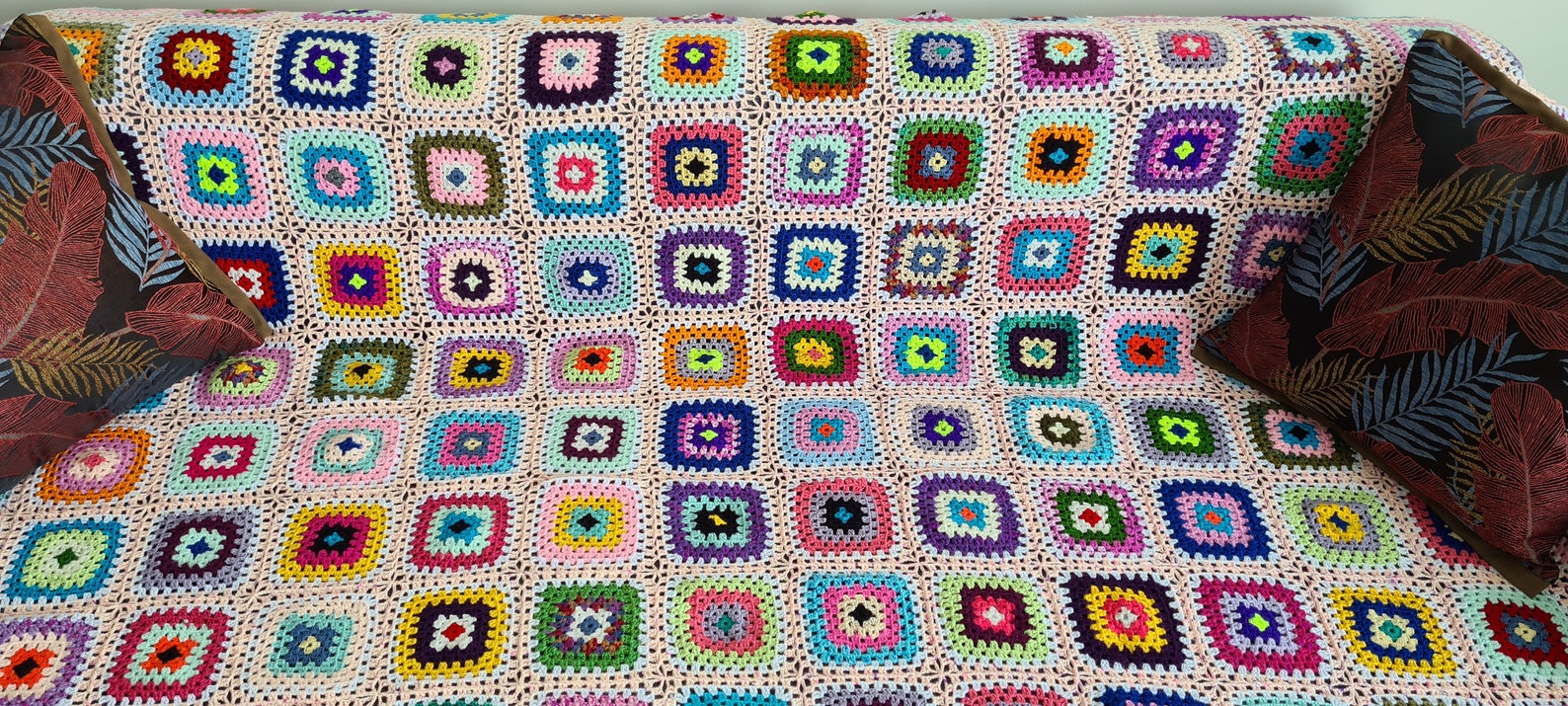 Crochet Afghan Bedspread Large Crochet Blanketthrow Knitted | Etsy