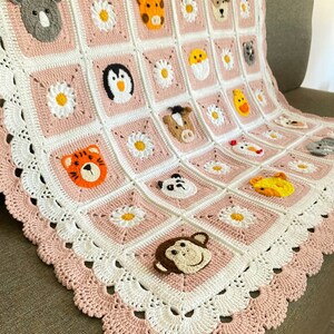 Pink Knitted Animal Newborn Blanket, Knitted Baby Animal Blanket, Knit ...