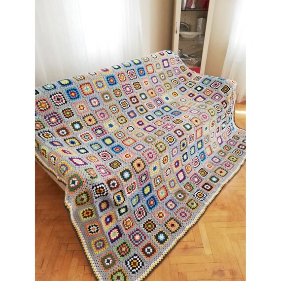 Crochet Afghan Bedspread Large Crochet Blanketthrow Knitted | Etsy