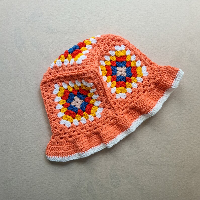 Granny Square Crochet Bucket Hat Knitted Beanie Colorful - Etsy