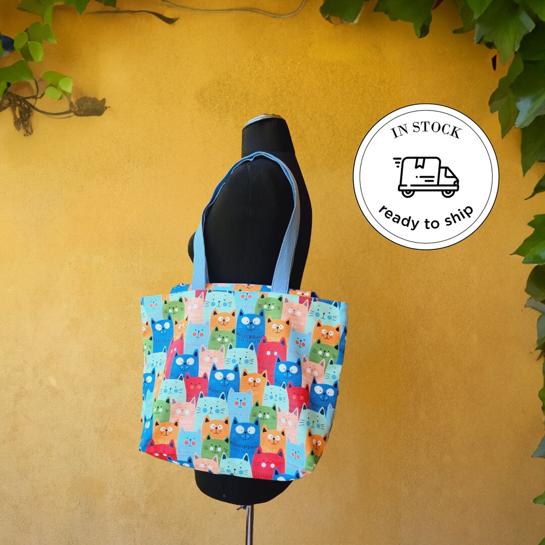Fabric Cat Bag, Cats Print Shoulder Bag, Cat Design Purse, Cute Cat ...
