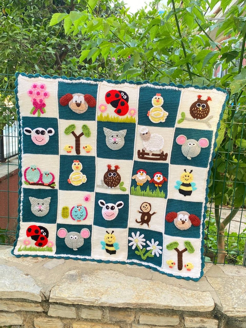 Knit Animal Newborn Blanket, Crochet Baby Blanket, Knit Safari Zoo ...