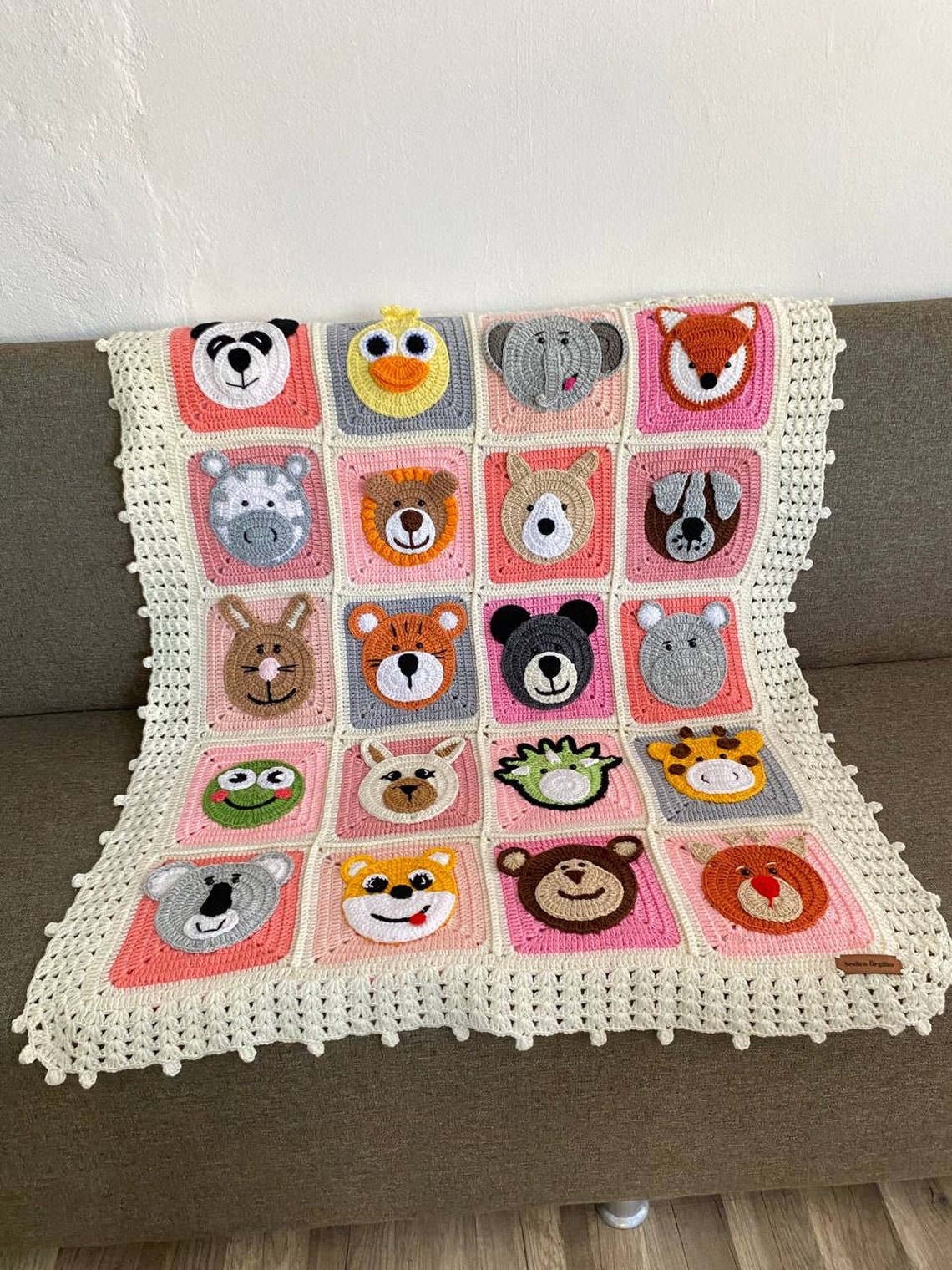 Knitted Newborn Blanket, Crochet Baby Animal Blanket, Knit Animal ...