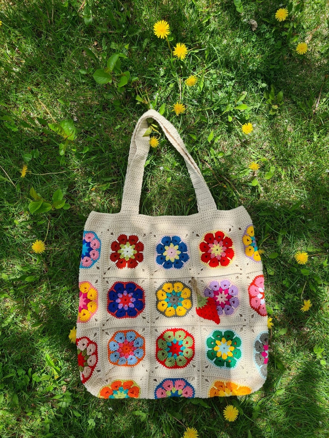 Crochet Daisy Bag Granny Square Bag Crochet Afghan Bag Boho - Etsy