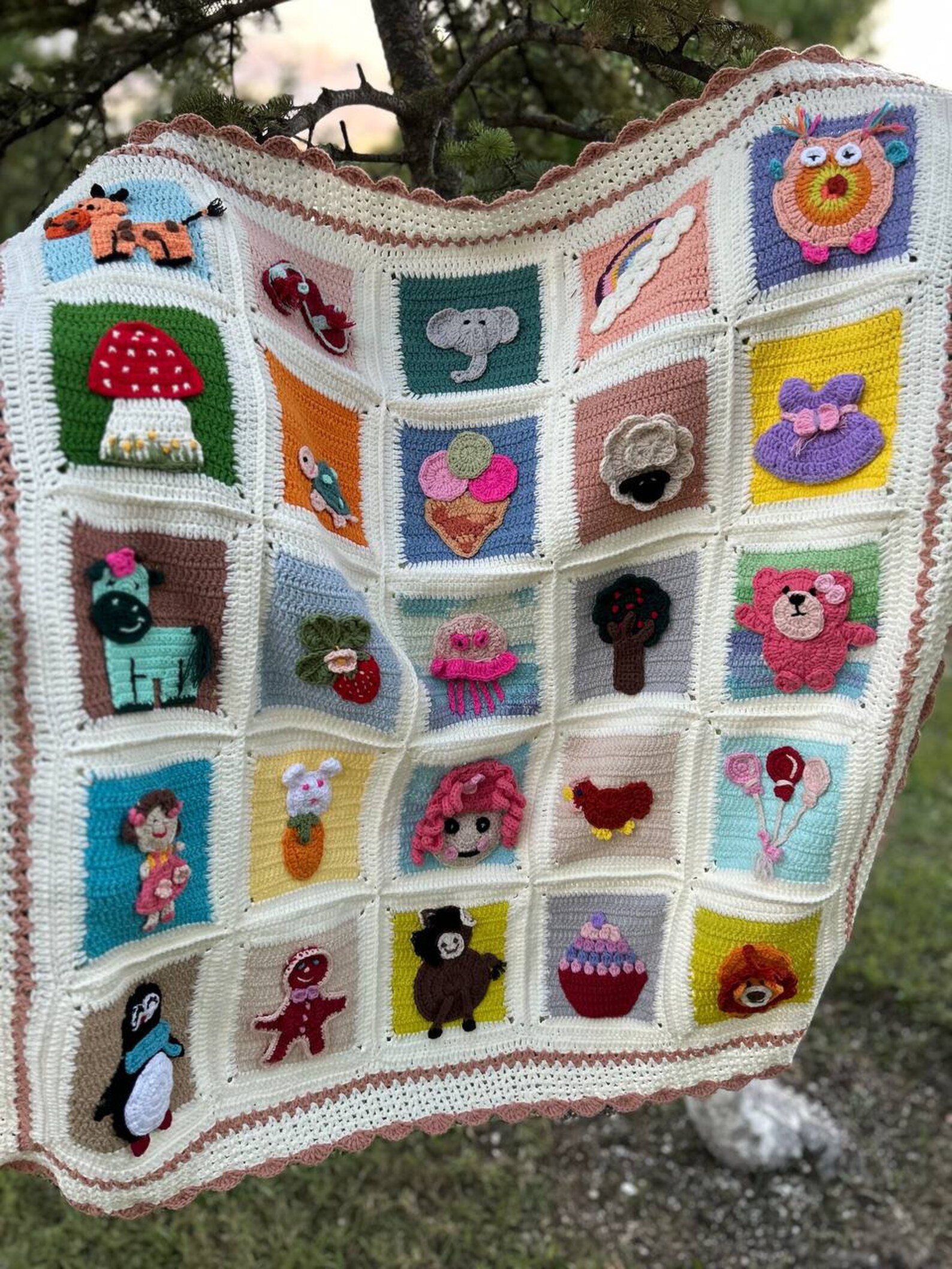 Crochet Baby Blanket, Knit Animals Blanket, Colorful Knit Baby Blanket ...